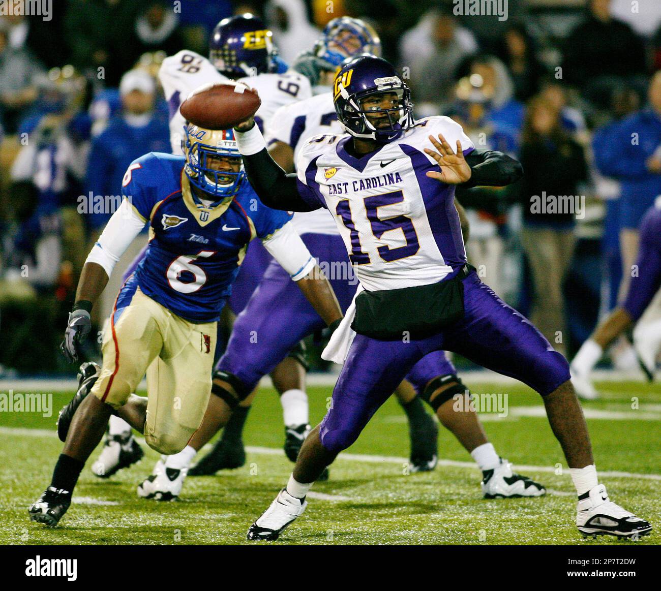 East Carolina quarterback Patrick Pickney passes as Tulsa's James ...