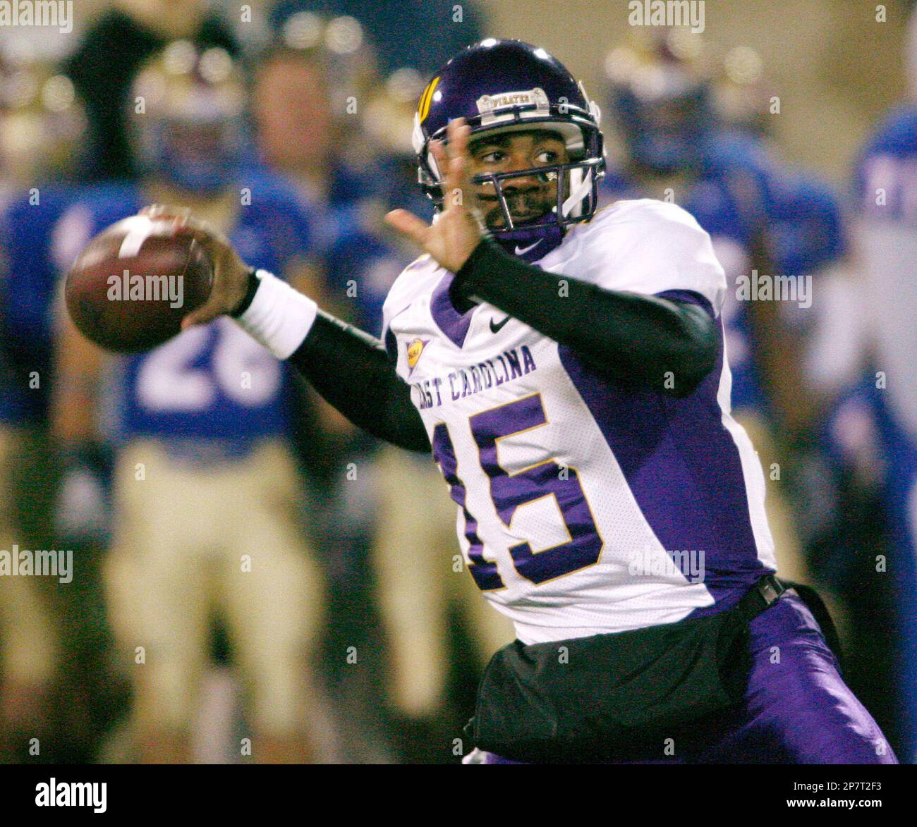 East Carolina quarterback Patrick Pickney looks to pass during the ...