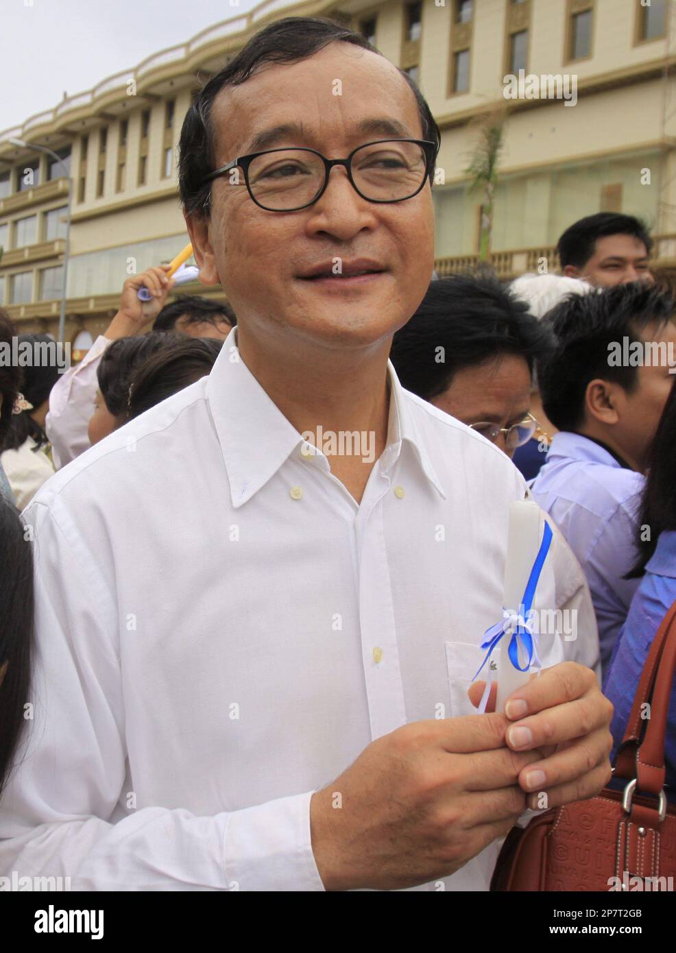In this photo taken Aug. 4, 2009, Cambodian opposition party leader Sam ...