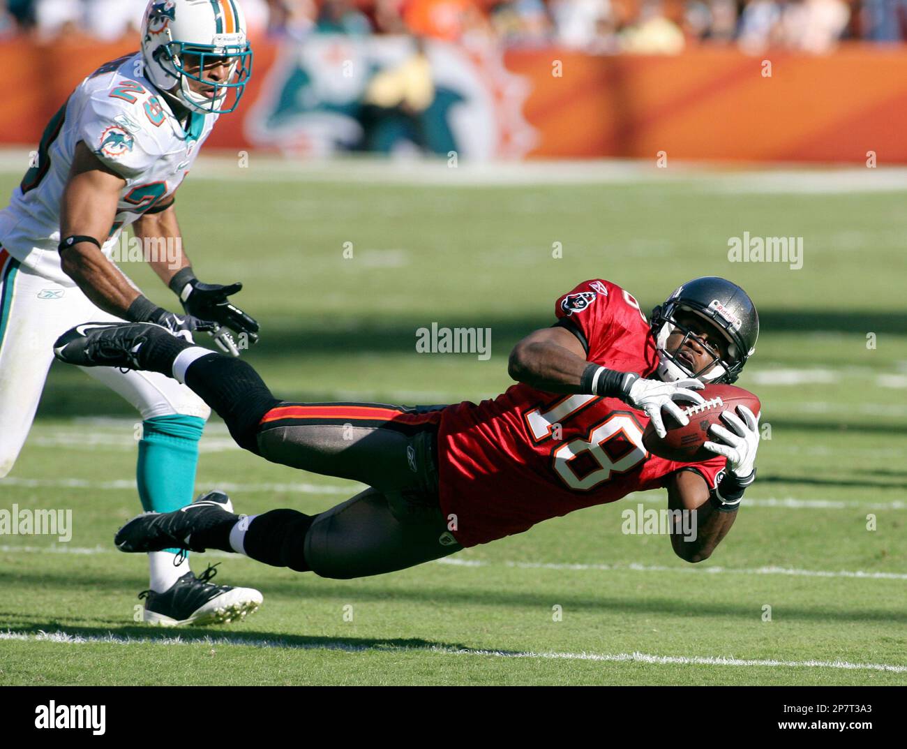 Tampa Bay Buccaneers' Sammie Stroughter (18) catches a pass for a first ...