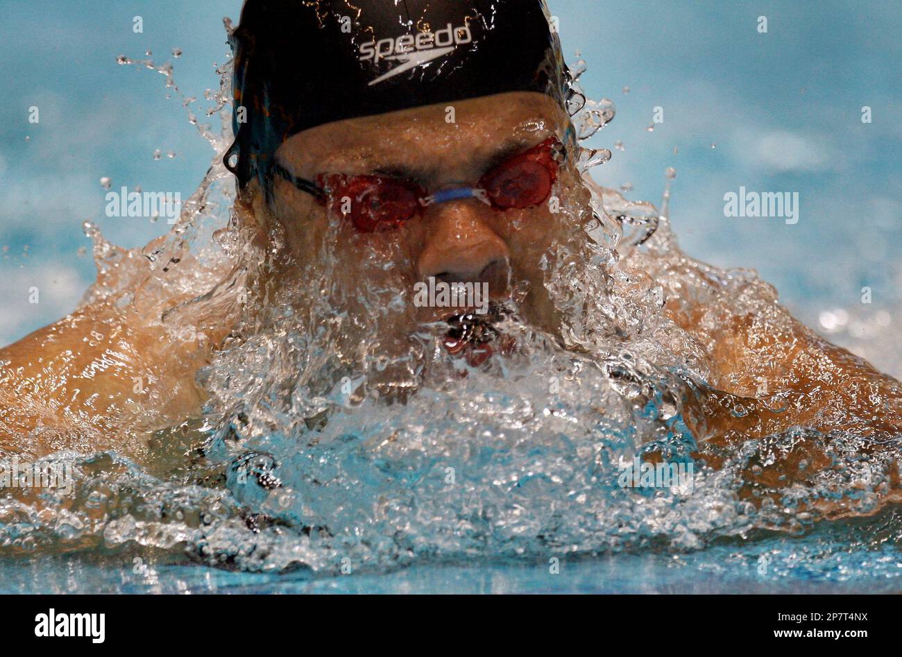 Felipe Silva from Brazil swims a men's 100 meters breaststroke heat at ...