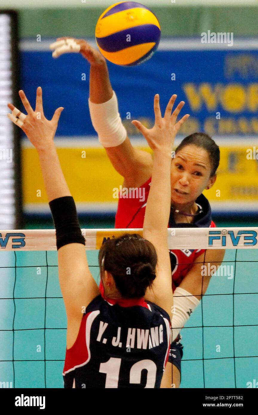 Milagros Cabral de la Cruz of Dominican Republic spikes against South ...