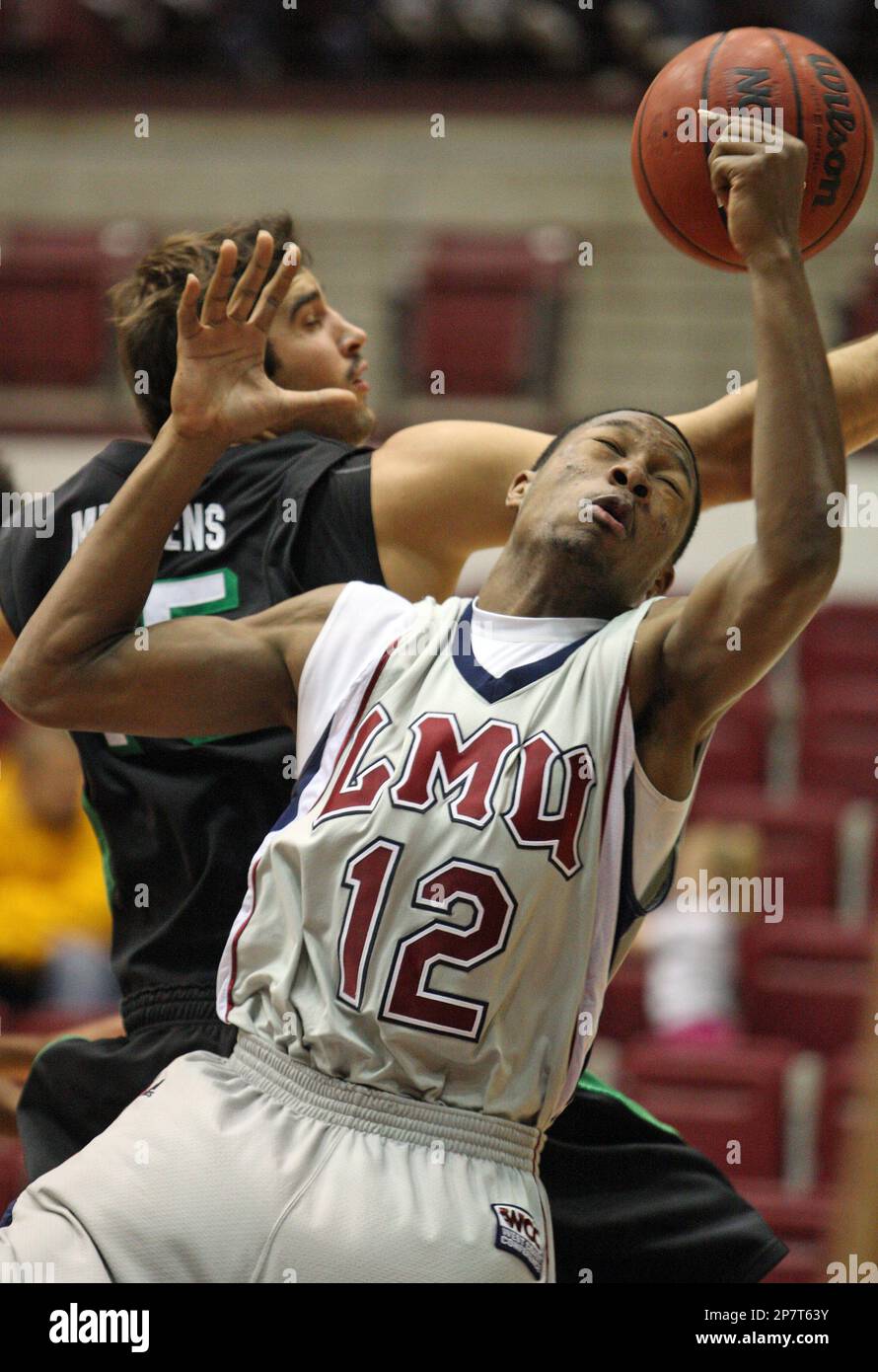 Loyola Marymount's LaRon Armstead(12) reacts to a ball being batted ...