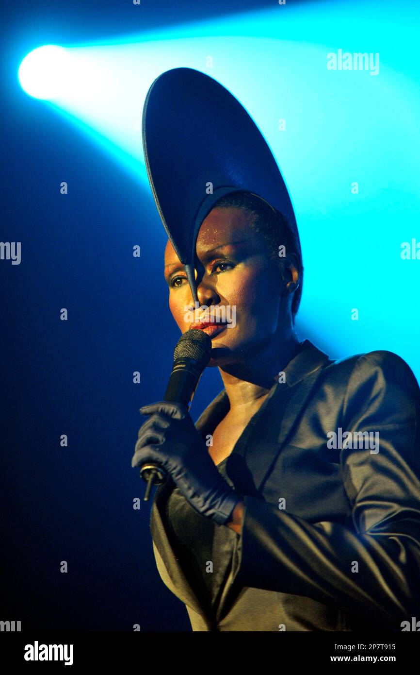 Jamaican singer, model and actress Grace Jones performs on stage at the ...