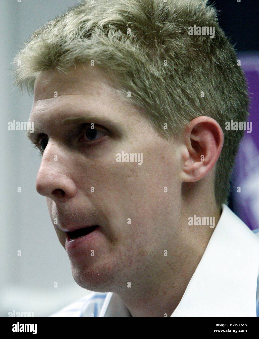 Northwestern's Kevin Coble talks about his injury at a news conference ...