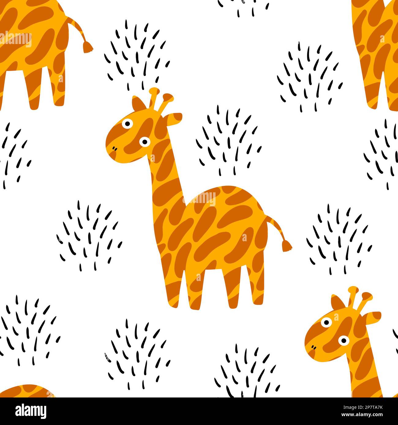 Cartoon summer animals seamless giraffes pattern for wrapping paper and ...