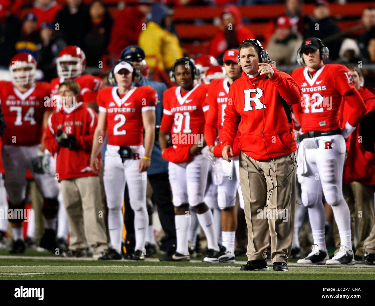 Rutgers coach Greg Schiano gestures to his players during the fourth ...