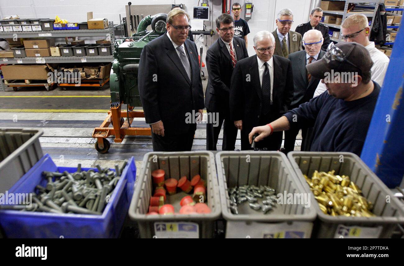 Defense Secretary Robert Gates, canter, and others, tour the Harrison ...