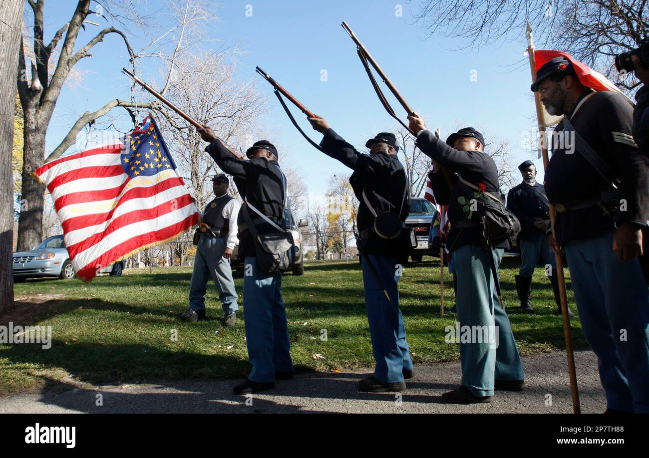 Members of the 102nd United States Colored Troops Co. B re-enactment ...