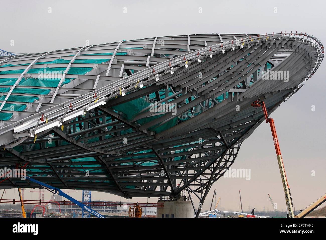 The wave shaped Aquatics Centre roof is seen in place at the 2012 ...