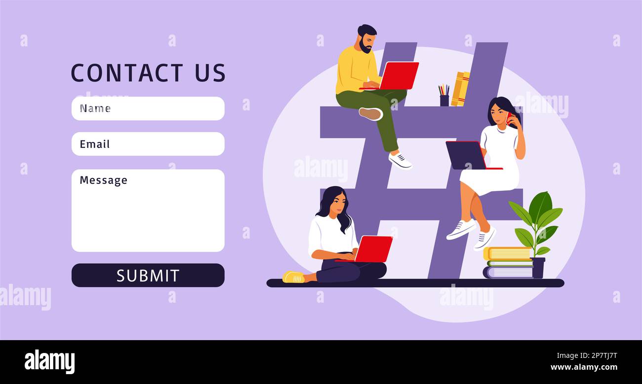 Hashtag Social Media Concept. Young people customer sending posts and ...