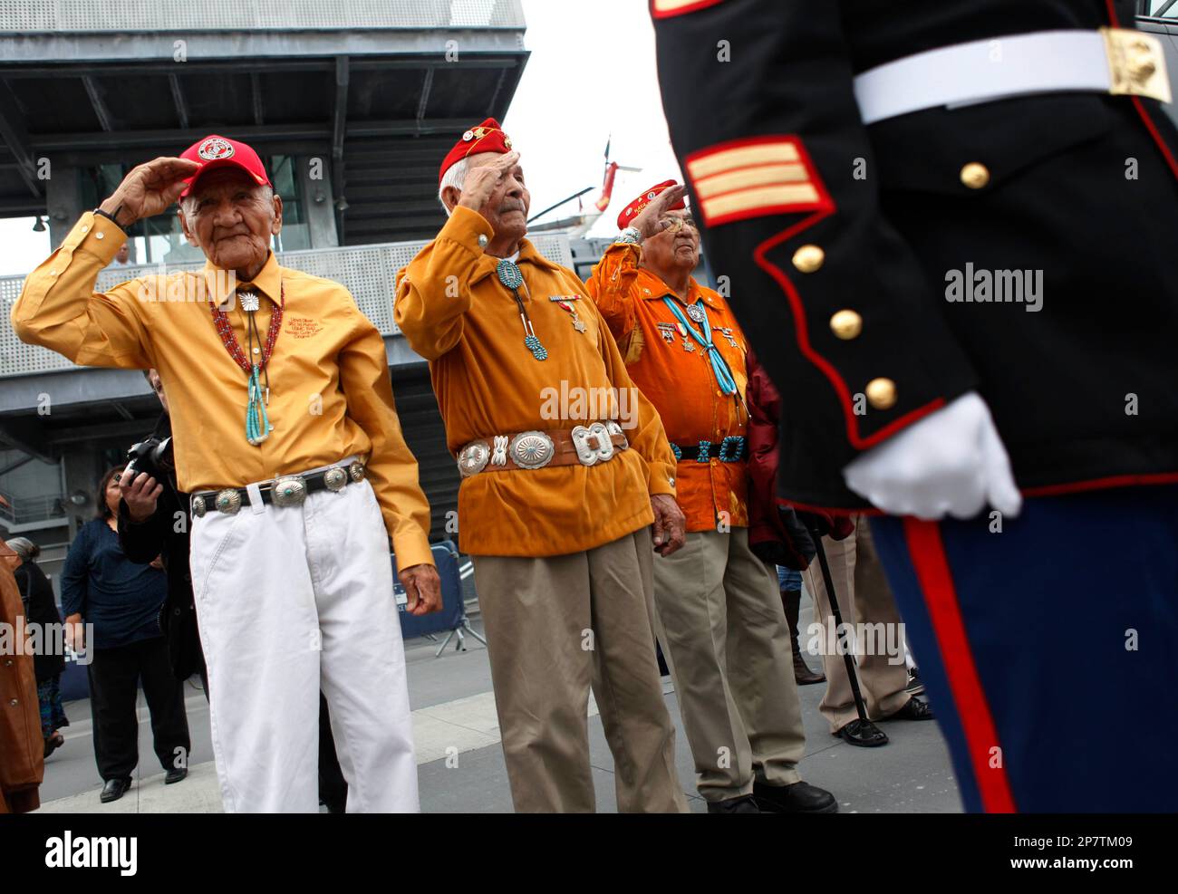 Navajo Code Talkers Lloyd Oliver, left, Bahe Ketchum, second from left ...