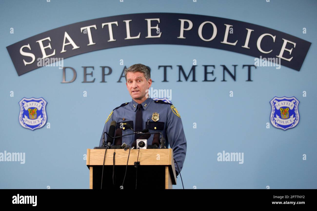 Seattle Assistant Police Chief Jim Pugel talks to reporters, Monday ...