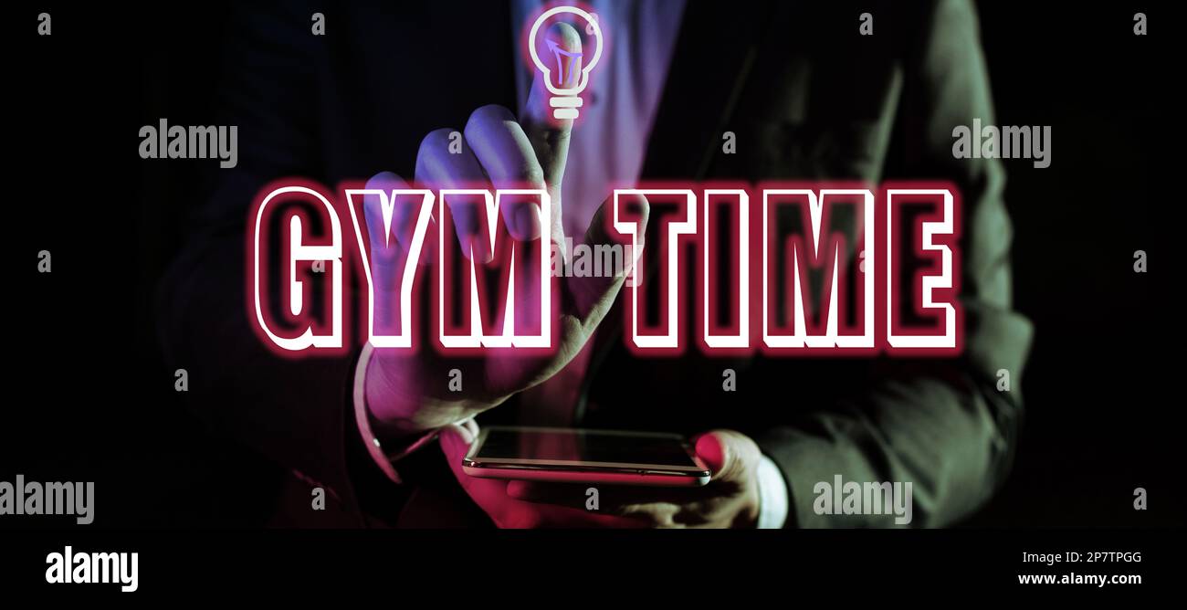 Handwriting text Gym Time. Internet Concept a motivation to start ...