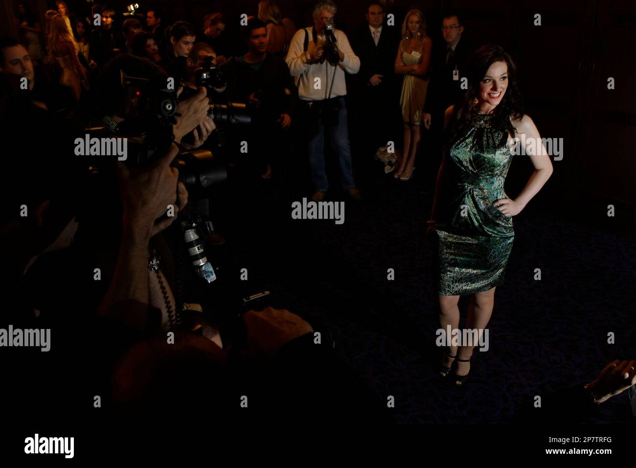 England's Miss World contestant Katrina Hodge poses for photographs ...
