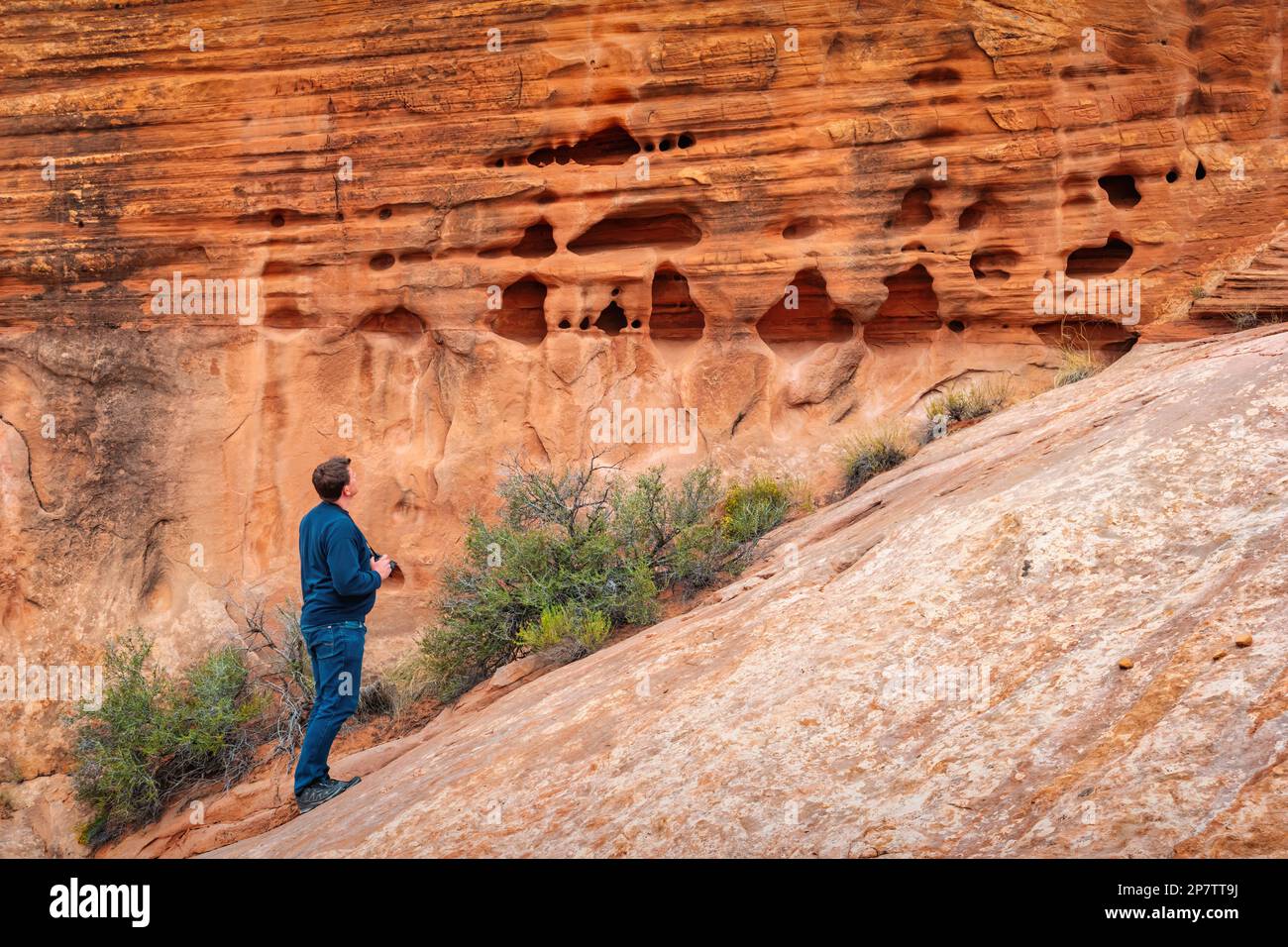 Hiker in Grand Staircase-Escalante National Monument, near the town of ...