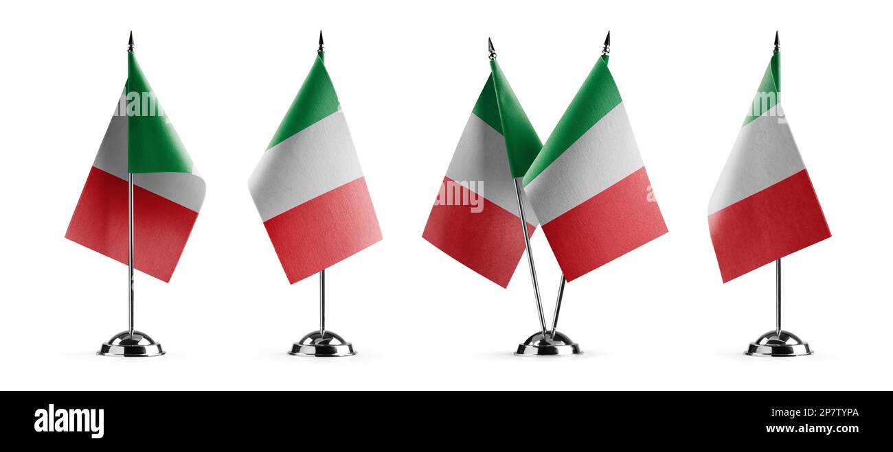 Small national flags of the Italy on a white background Stock Photo - Alamy