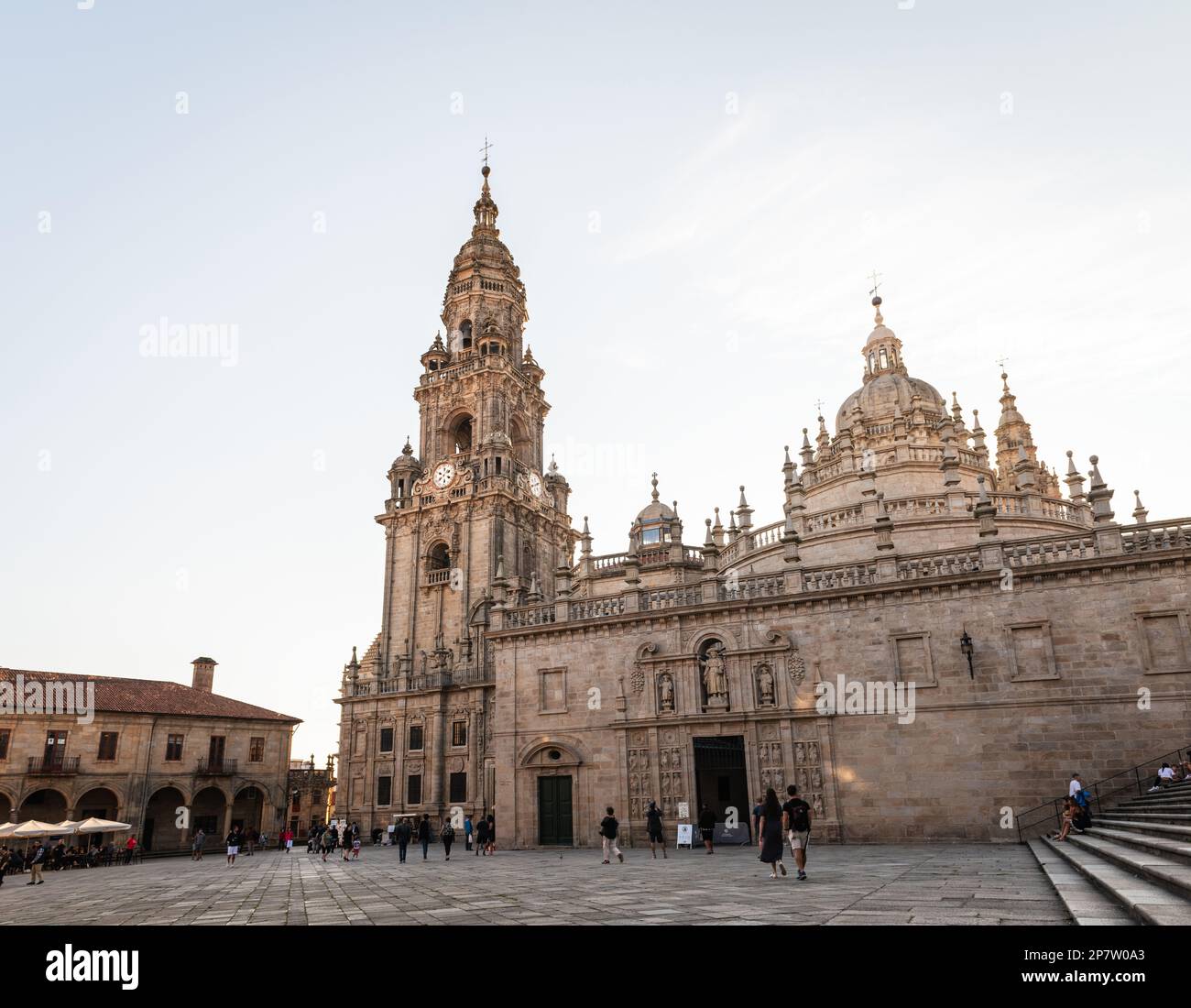 SANTIAGO DE COMPOSTELA, SPAIN - SEPTEMBER 16, 2022: Clock tower (Torre ...