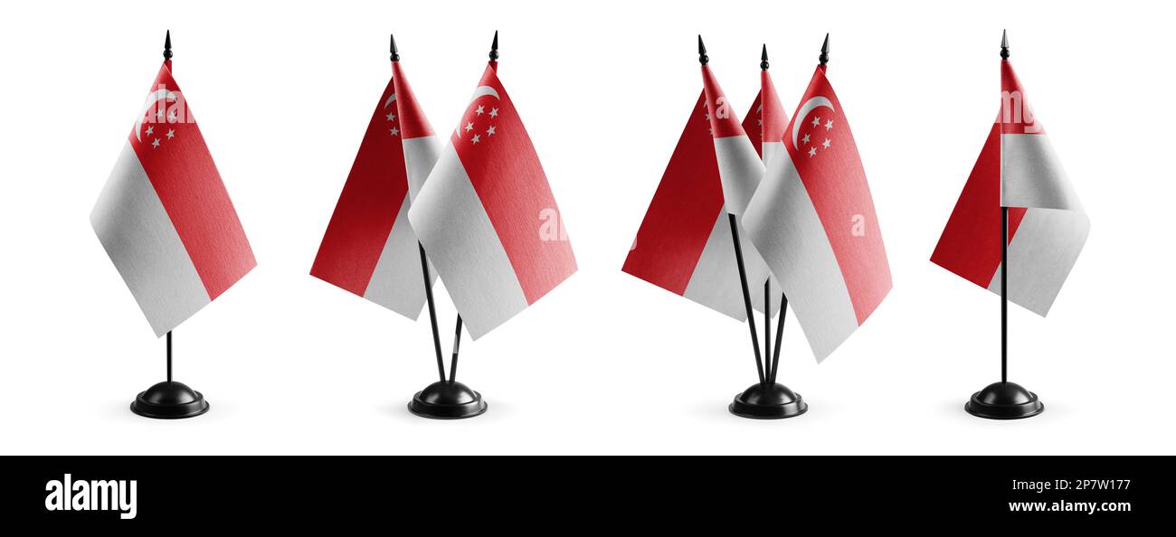 Small national flags of the Singapore on a white background Stock Photo ...