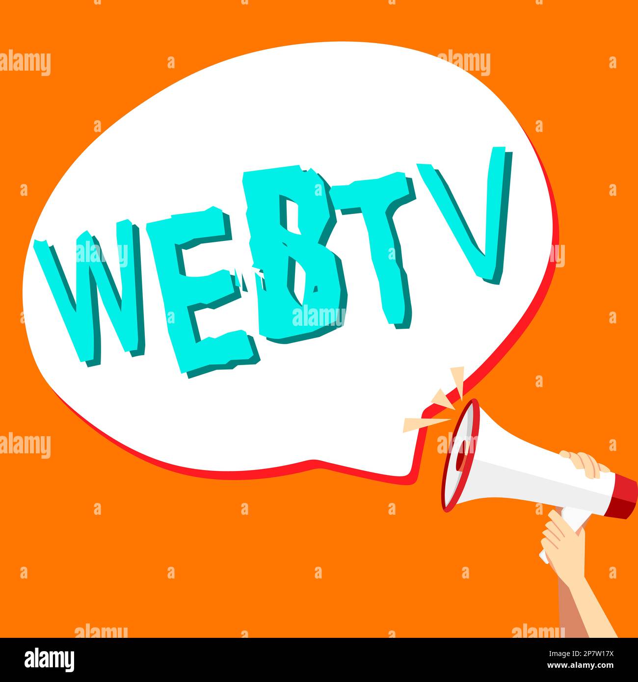 Text sign showing Webtv. Concept meaning Internet transmission programs ...