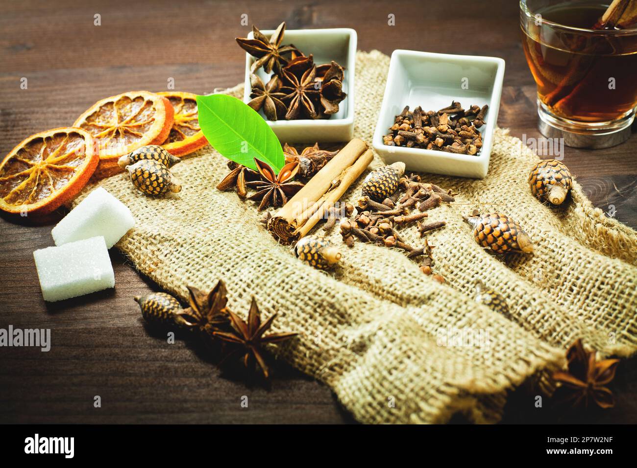 orange,sugar,anise,cinnamon,cloves and dried flowers Stock Photo - Alamy