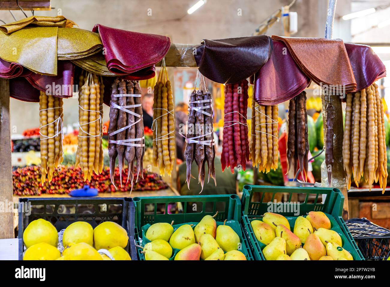 Market stall in Kutaisi Central Market (Green Bazaar, Mtsvane Bazari ...