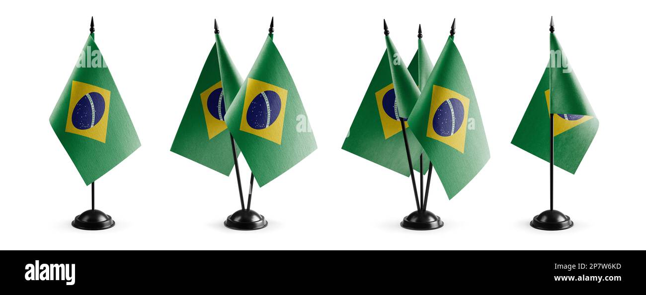 Small national flags of the Brazil on a white background Stock Photo ...