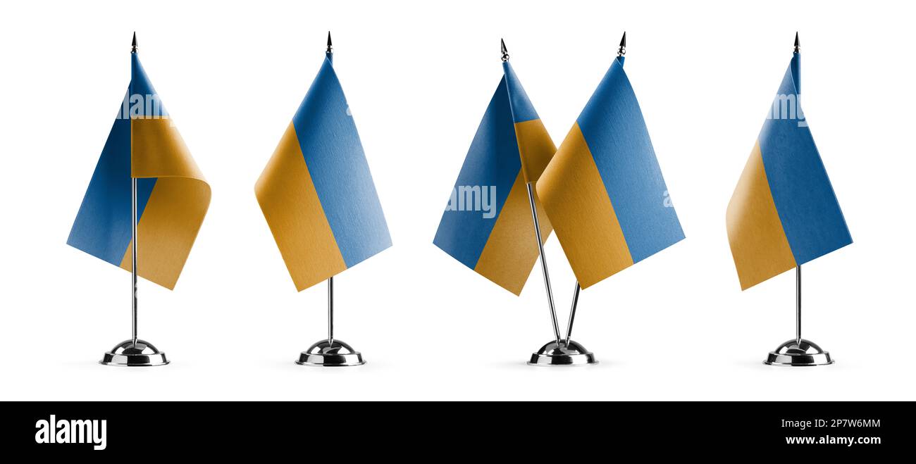 Small national flags of the Ukraine on a white background Stock Photo ...