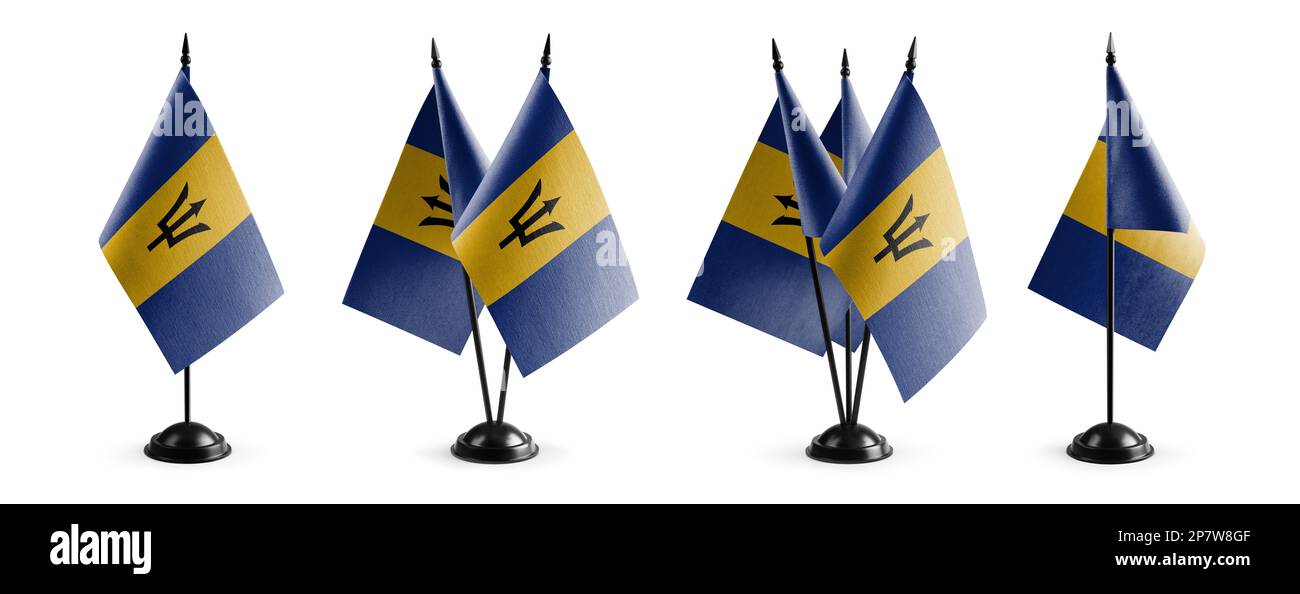 Small national flags of the Barbados on a white background Stock Photo ...