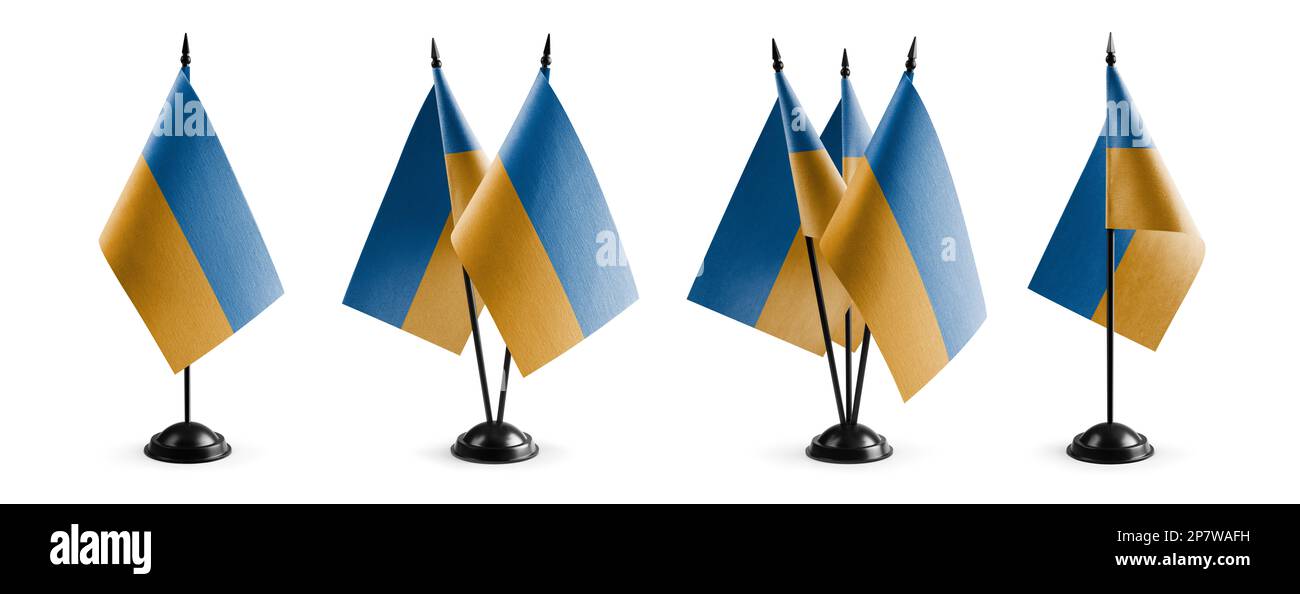 Small national flags of the Ukraine on a white background Stock Photo ...