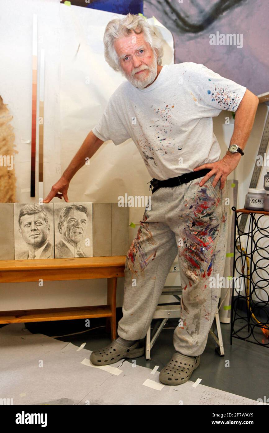 Muralist Kent Twichell is shown at his studio in downtown Los Angeles ...