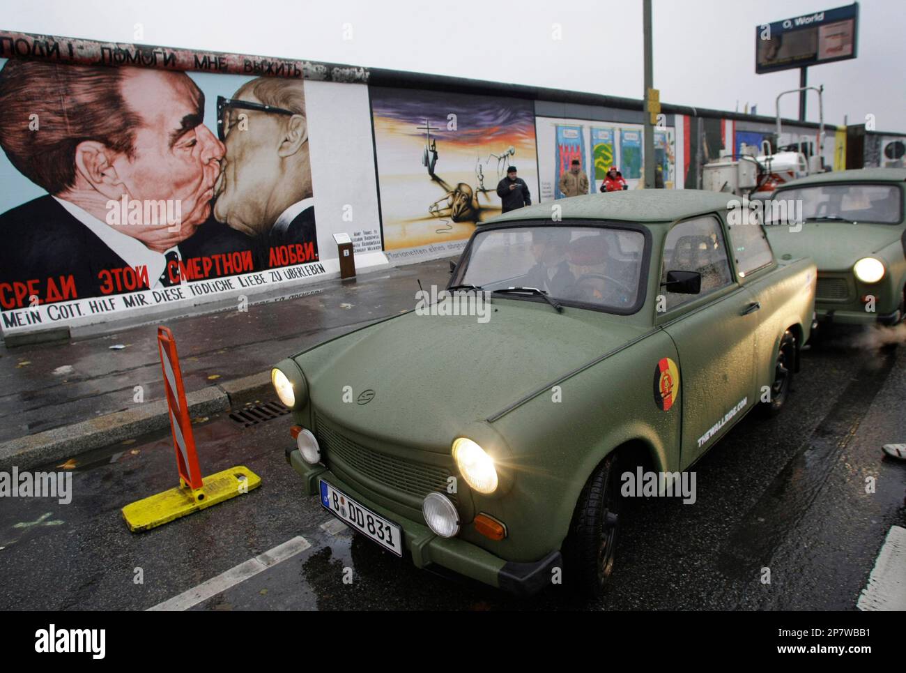 Trabant cars of the sightseeing company 'Trabi Safari' wait next to the ...
