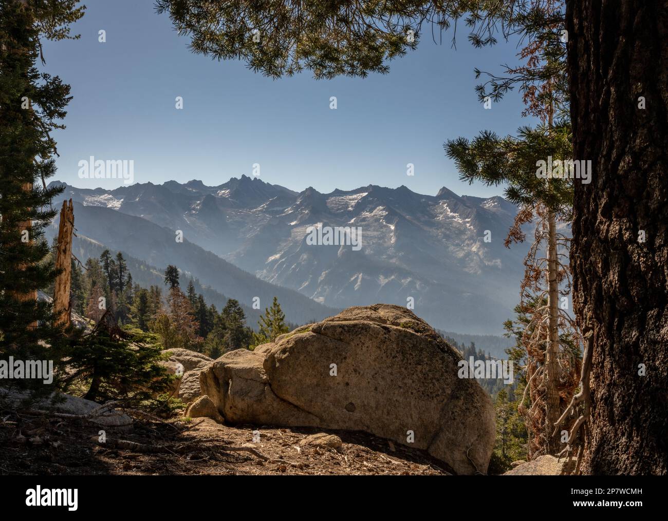 Large Rock in Front of Sierra Mountain Range along the Alta Trail in ...