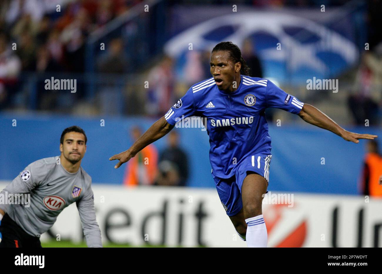 Chelsea's Didier Drogba of the Ivory Coast celebrates after scoring ...