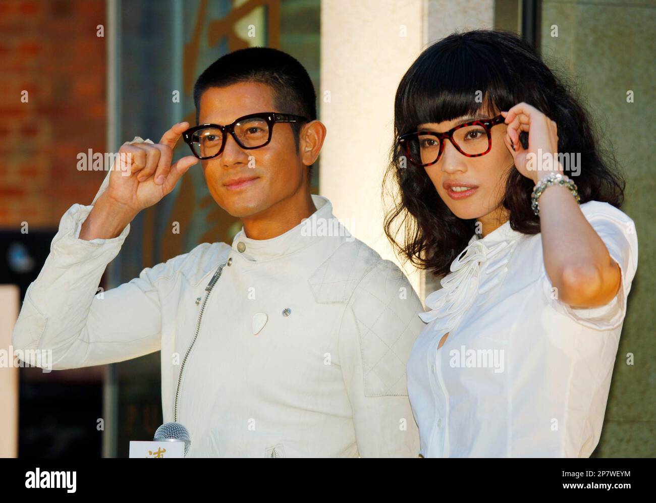 Hong Kong singer Aaron Kwok, left, and Taiwanese actress Shu Qi pose ...