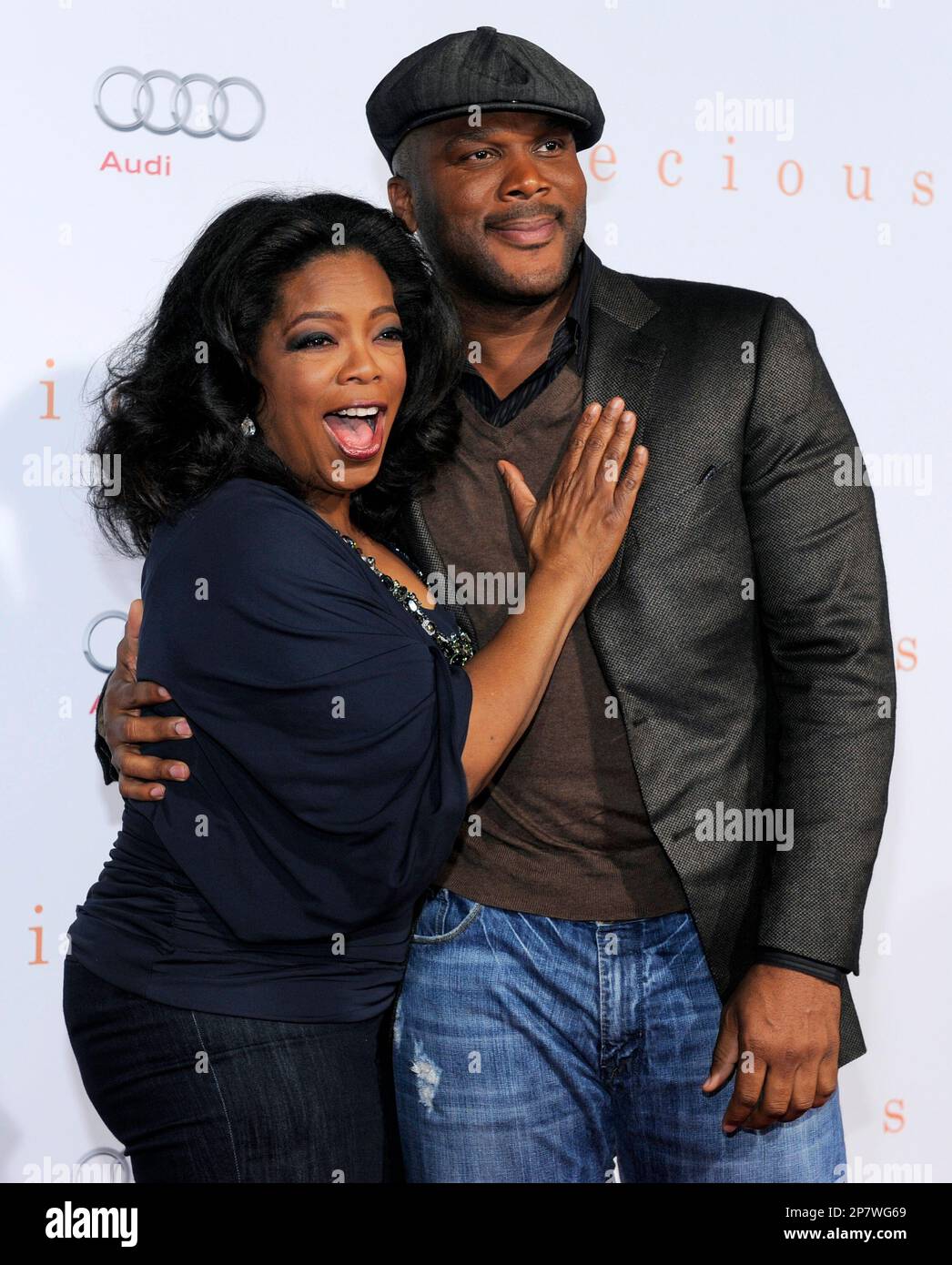 Oprah Winfrey, left, and Tyler Perry, executive producers of "Precious: Based on the Novel 'Push ...