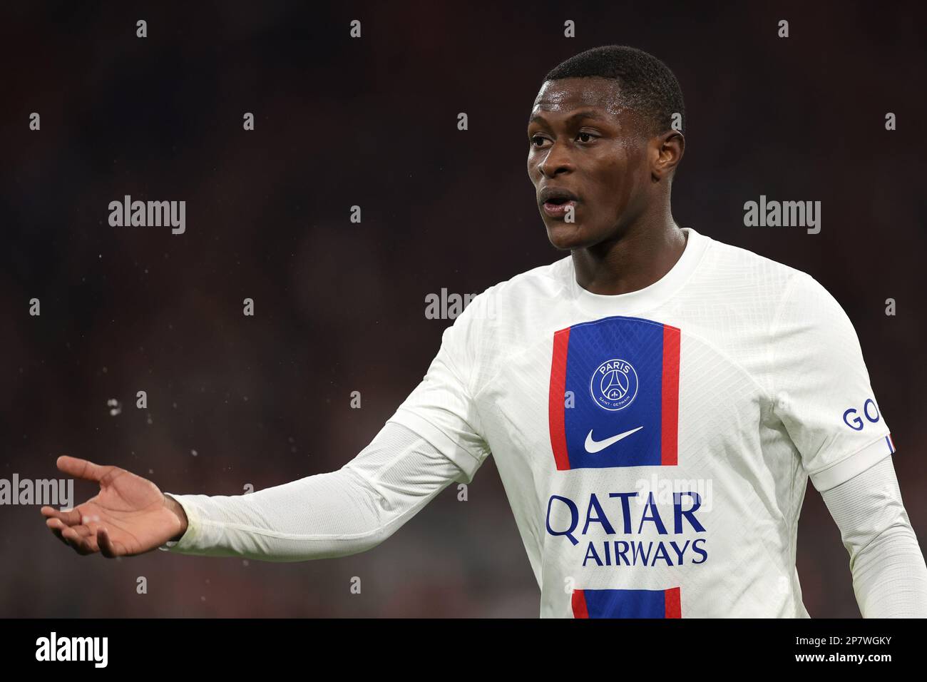 Munich, Germany. 8th Mar, 2023. Nuno Alexandre Tavares Mendes of PSG ...