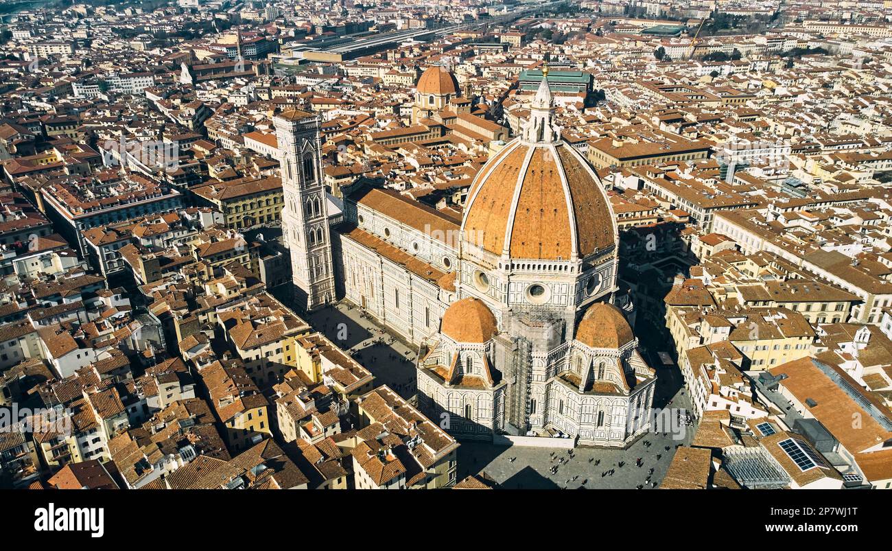Aerial view of Santa Maria del Fiore Cathedral in Florence, Italy Stock ...