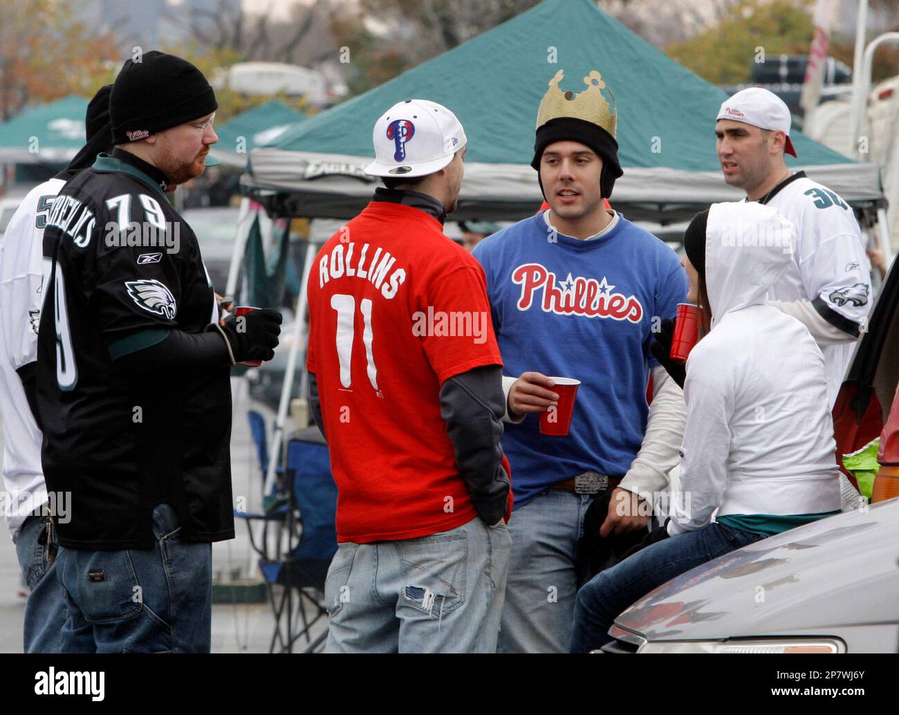 Philadelphia Eagles and Philadelphia Phillies fans tailgate outside ...