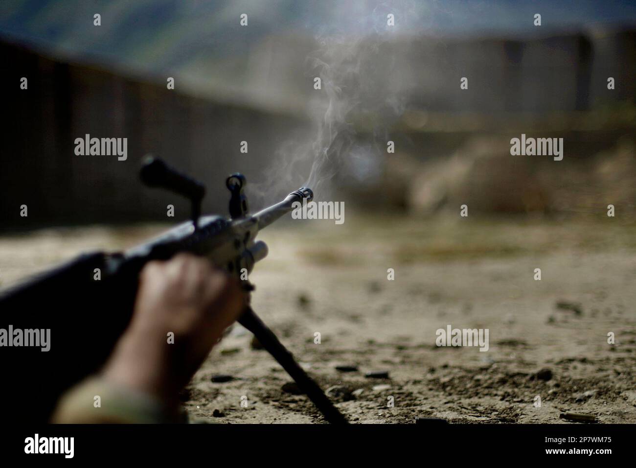 Afghan National Army soldiers train on a firing range at a U.S. army ...