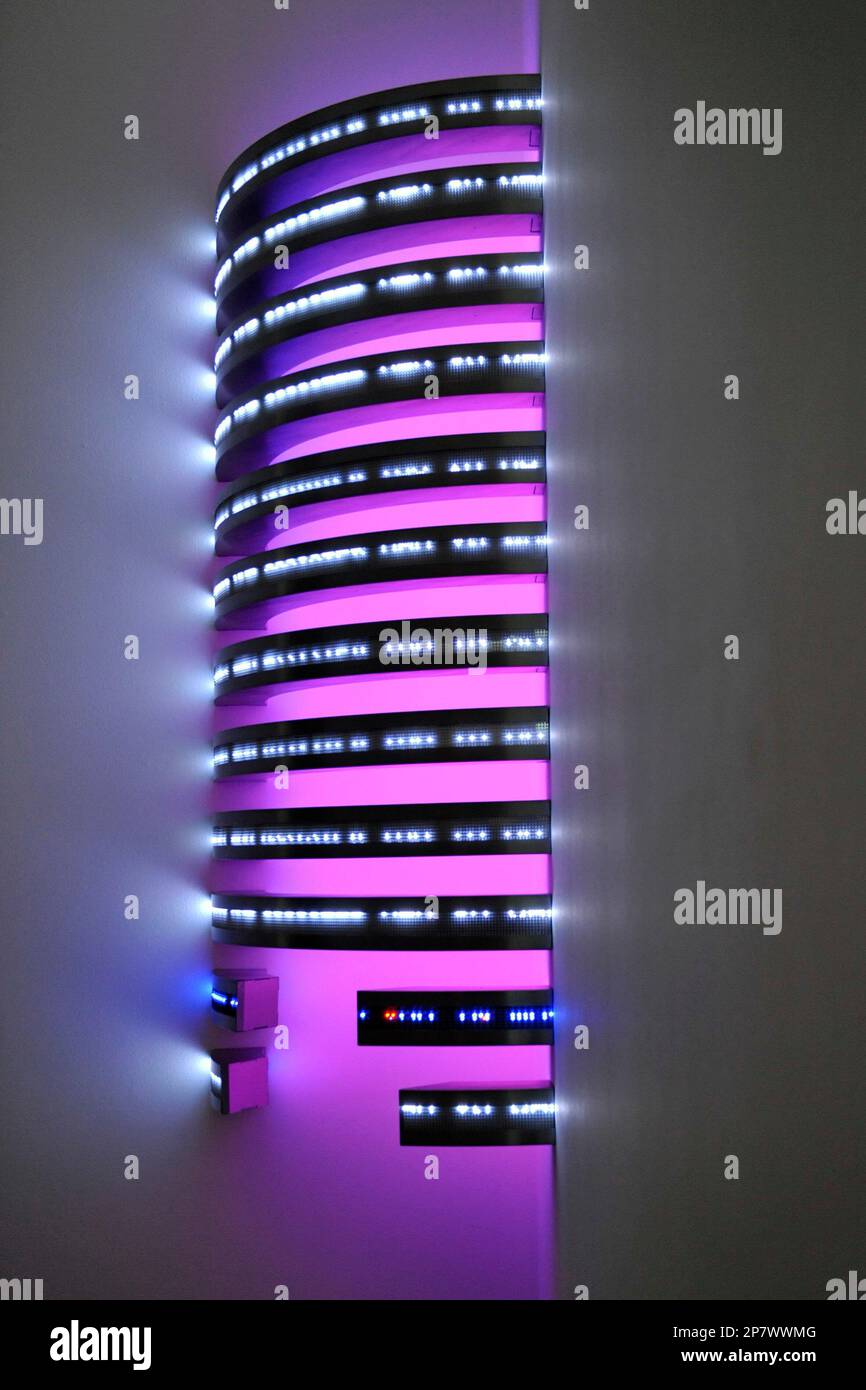 The artwork "Thorax" (2008, 12 double-sided, curved electronic LED ...