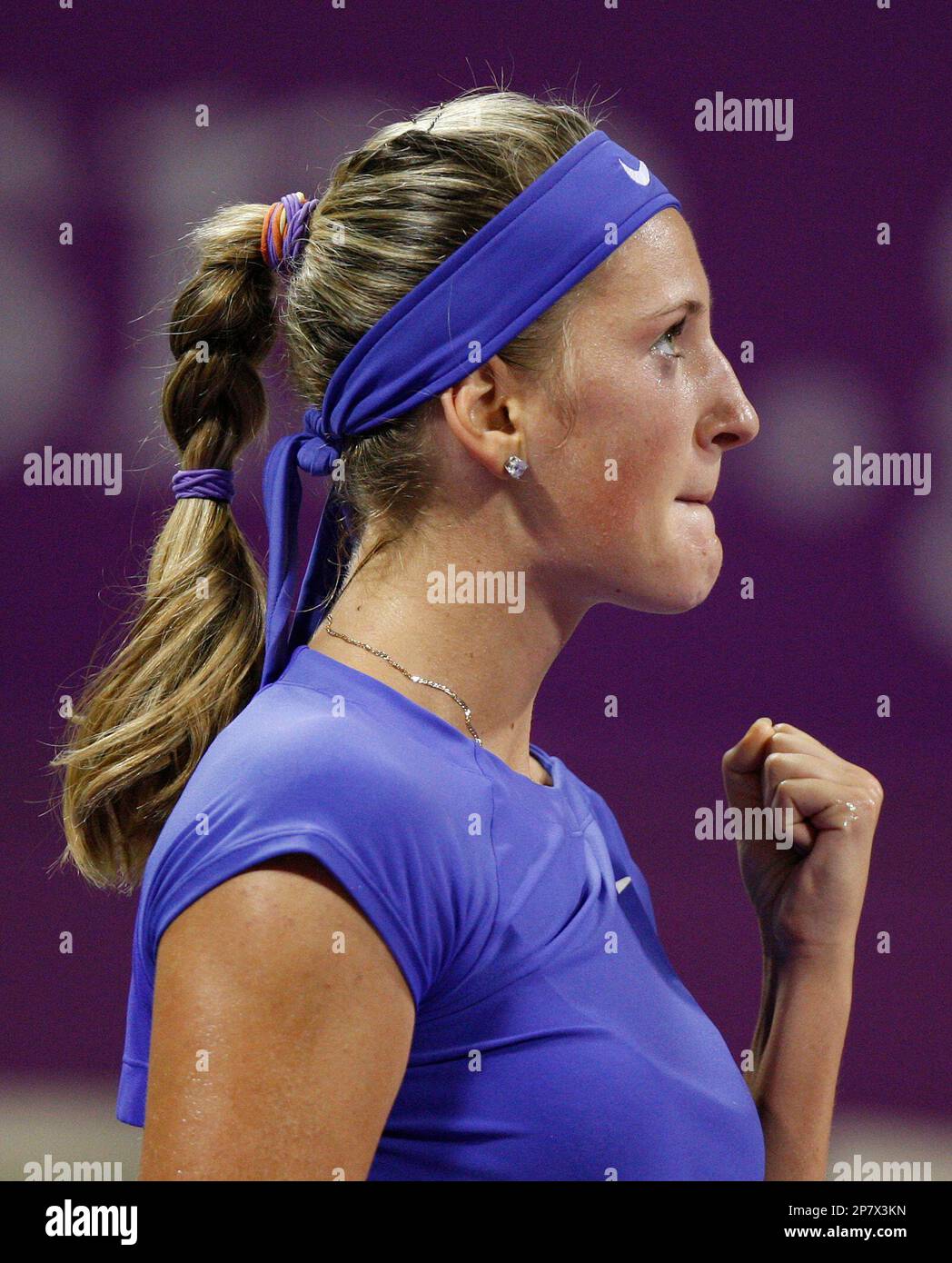 Victoria Azarenka of Belarus reacts during her singles match against ...