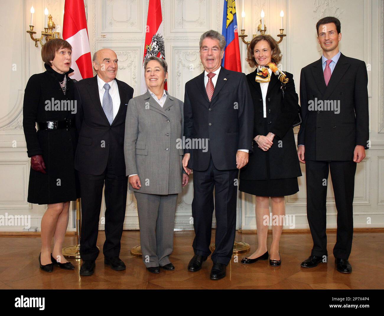 Swiss President Hans-Rudolf Merz, second from left, his wife Roswitha ...