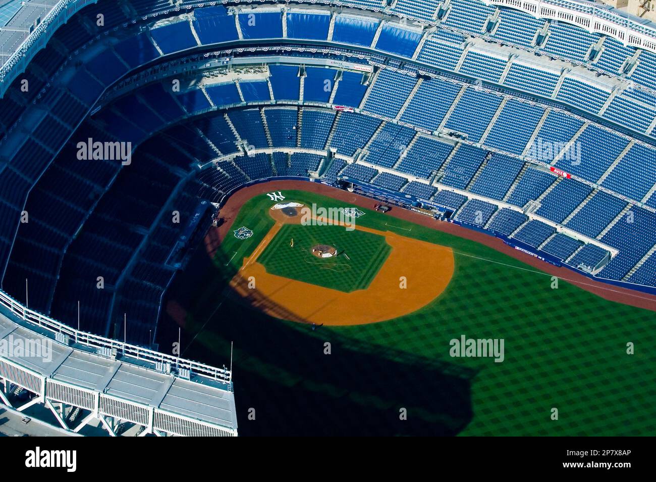 Aerial view of the new Yankee Stadiums as seen on Oct. 22, 2009 ...