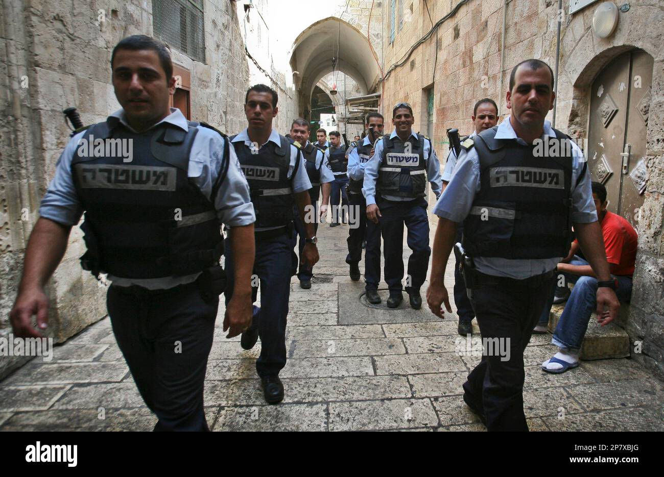 Israeli police officers walk during a patrol in Jerusalem's Old City ...