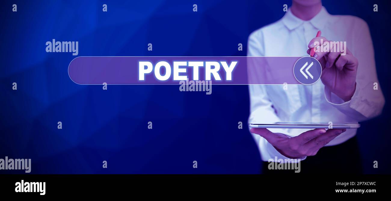Conceptual caption Poetry. Business showcase literary work in which ...