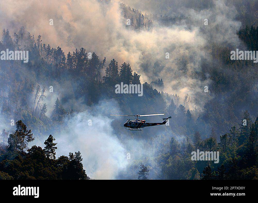 Smoke fills the drainages above Corralitos, Calif., as a Cal Fire ...