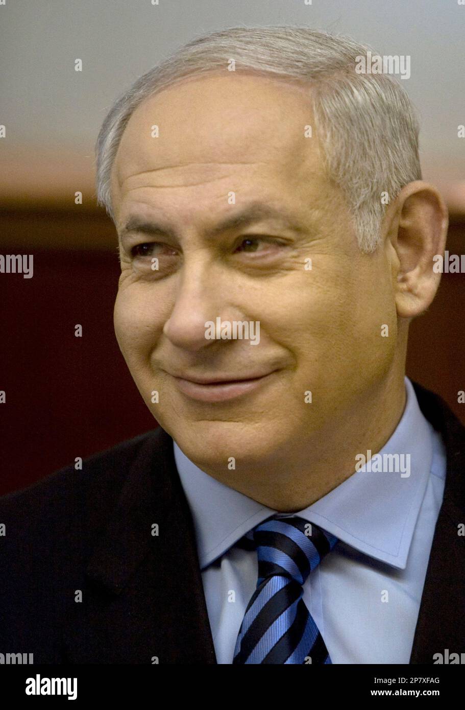 Israel's Prime Minister Benjamin Netanyahu attends the weekly cabinet ...