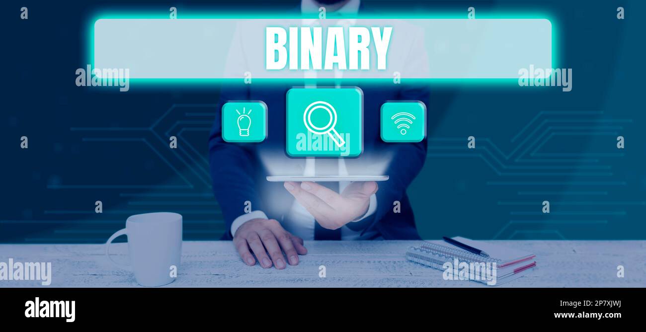 Hand Writing Sign Binary Conceptual Photo Relating To Using Or Denoting System Of Numerical