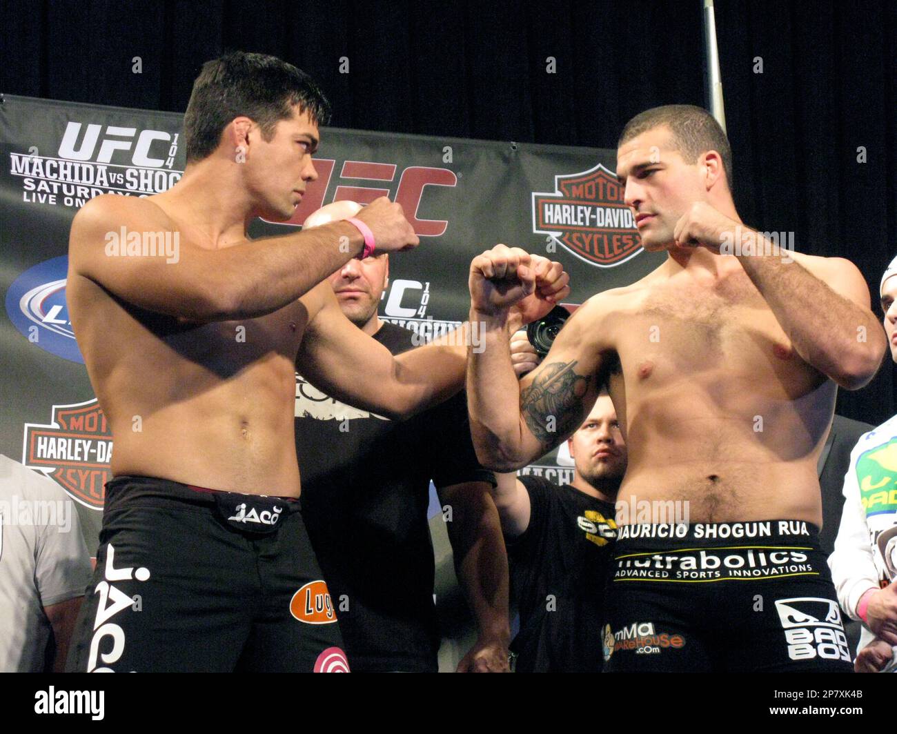 Light-heavyweight champion Lyoto (The Dragon) Machida (left) and ...